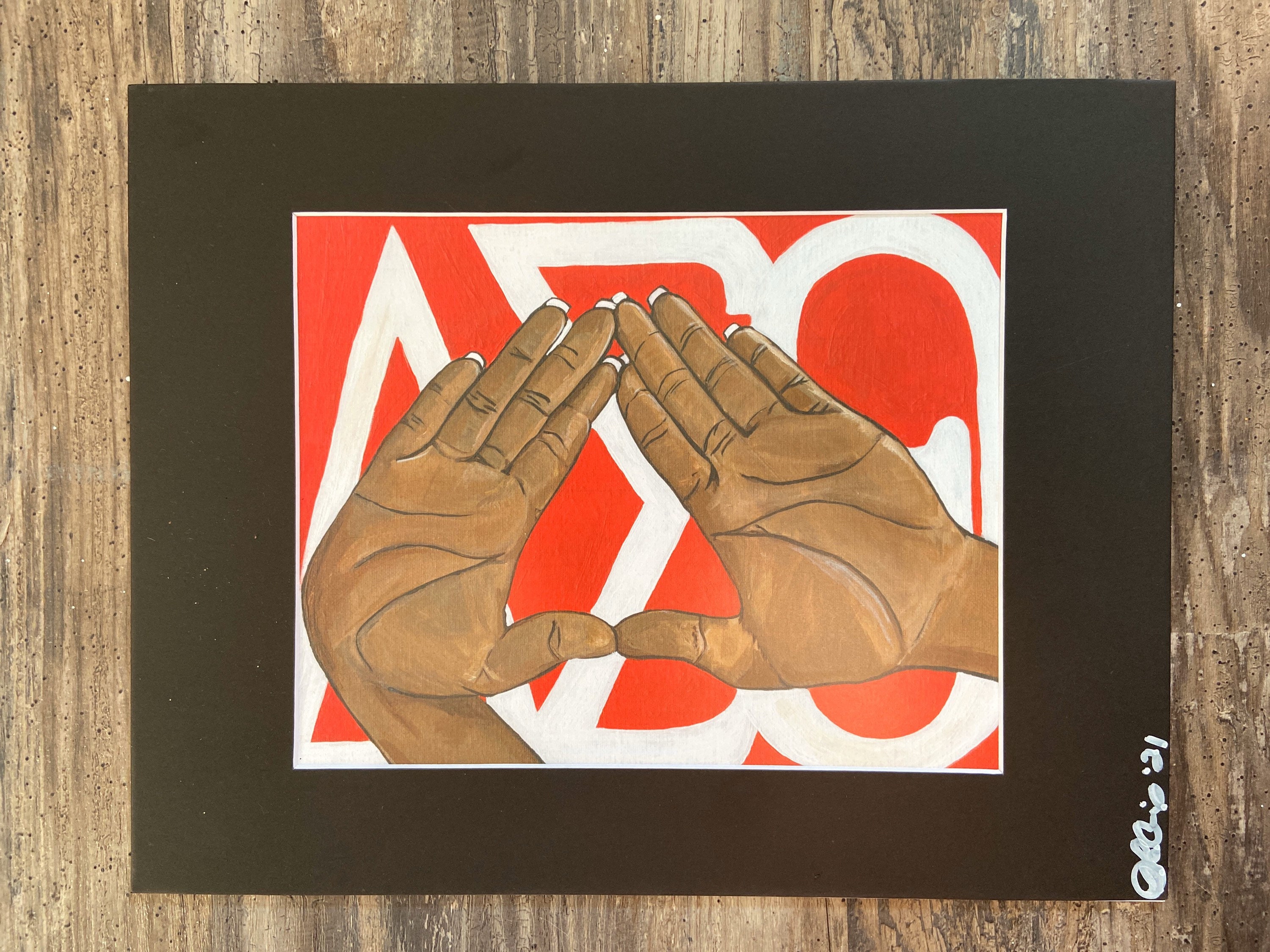 Delta Sigma Theta Hand Sign Print Red And White Sorority Art Etsy