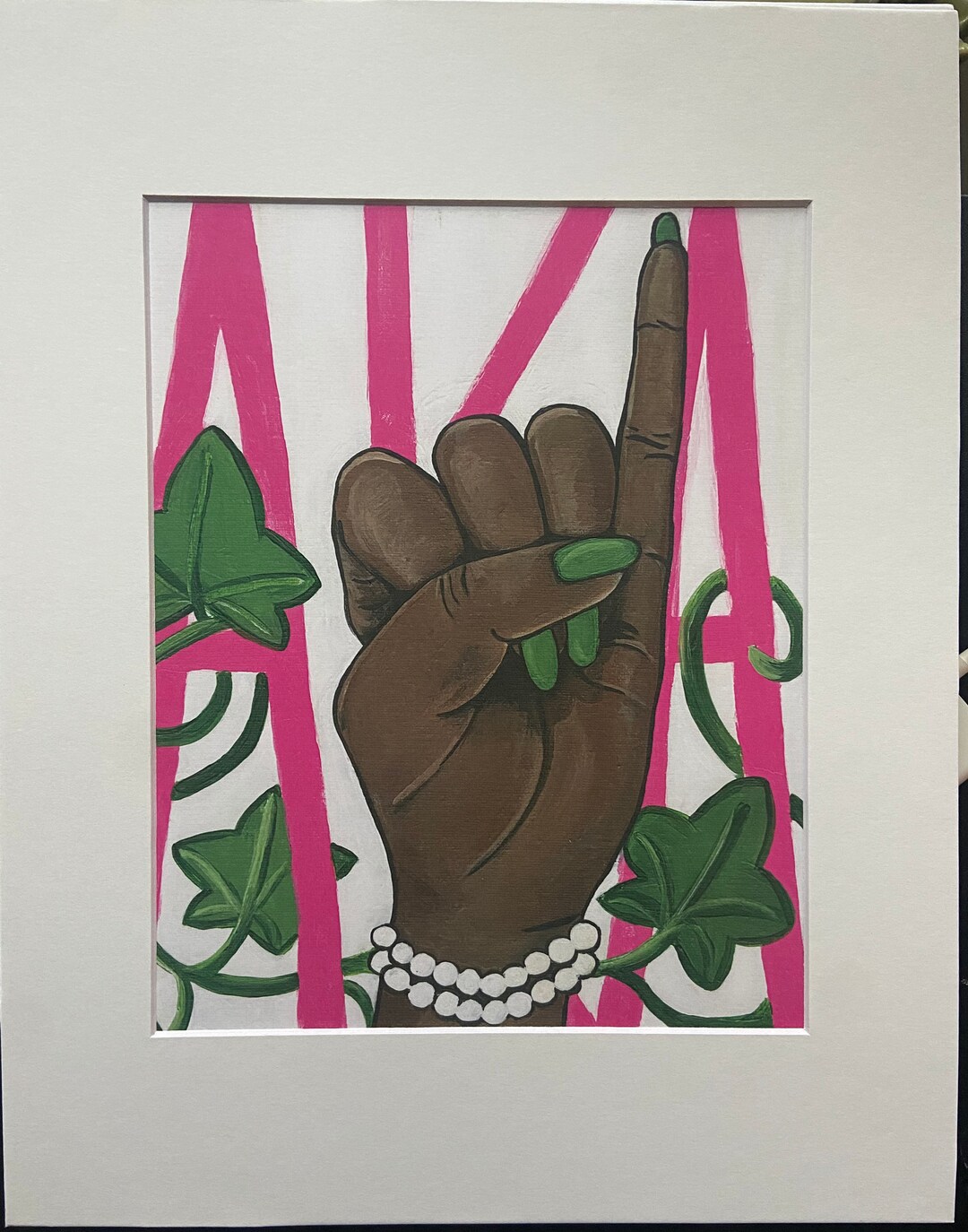 Alpha Kappa Alpha Artist Print Pinkies up Skee Wee Pearls Ivy Pink ...