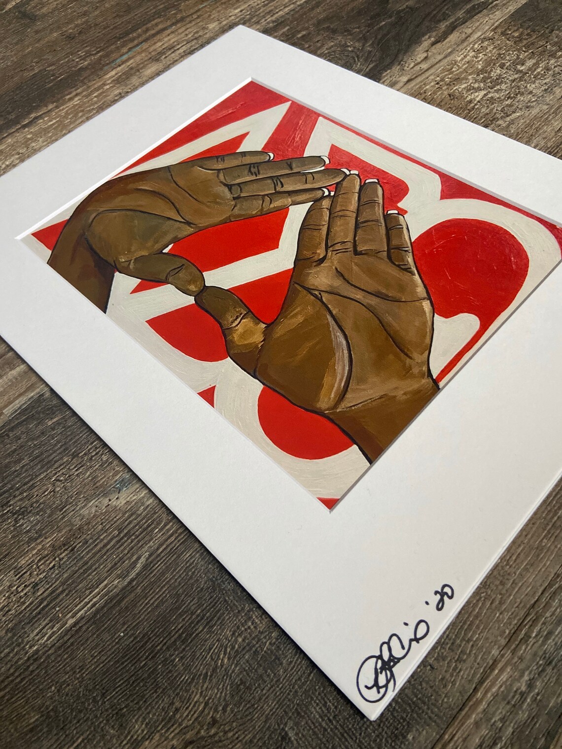 Delta Sigma Theta hand sign print red and white sorority art | Etsy