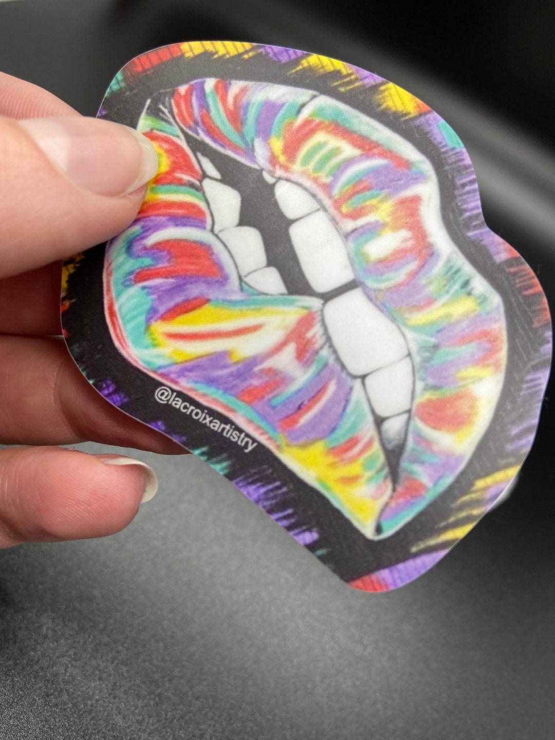 Sexy Lips Stickers 3 Diecut Erotic Art Colorful Biting Lip Sexy Mouth ...