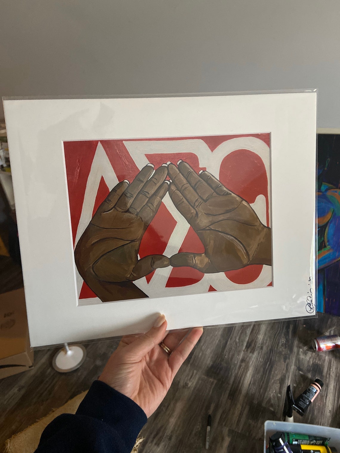 Delta Sigma Theta hand sign print red and white sorority art | Etsy