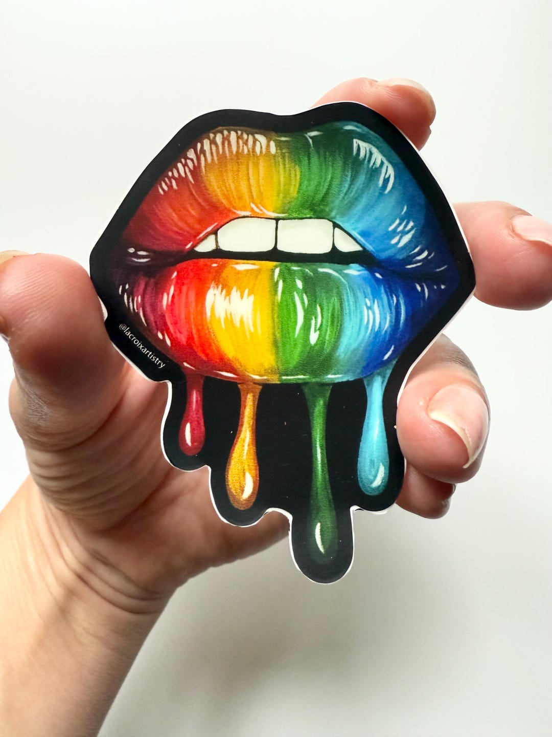 Rainbow Lips Sticker: Waterproof Vinyl Decal - Lacroix Artistry - Etsy