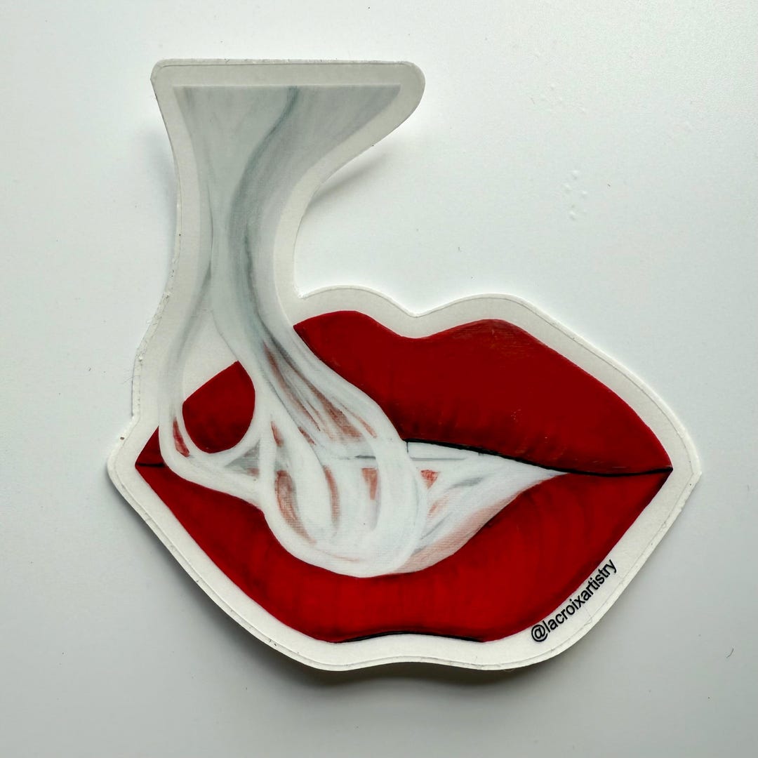Red Lips Vinyl Sticker With Smoke – Bold Kiss Waterproof Decal ...