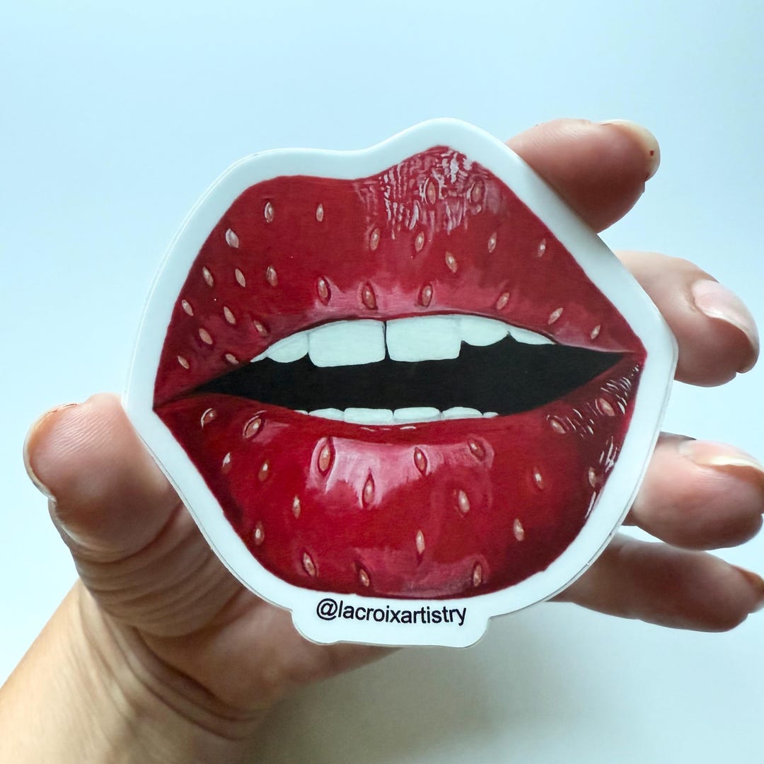 Strawberry Lips Vinyl Sticker – 3” Waterproof & Weatherproof | Fun ...