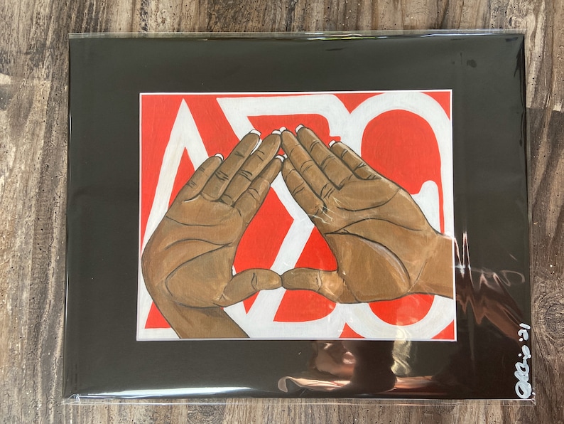 Delta Sigma Theta Hand Sign Print Red and White Sorority Art - Etsy