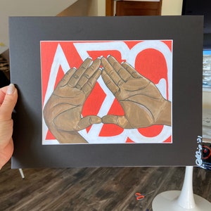Delta Sigma Theta Hand Sign Print Red and White Sorority Art Matted ...
