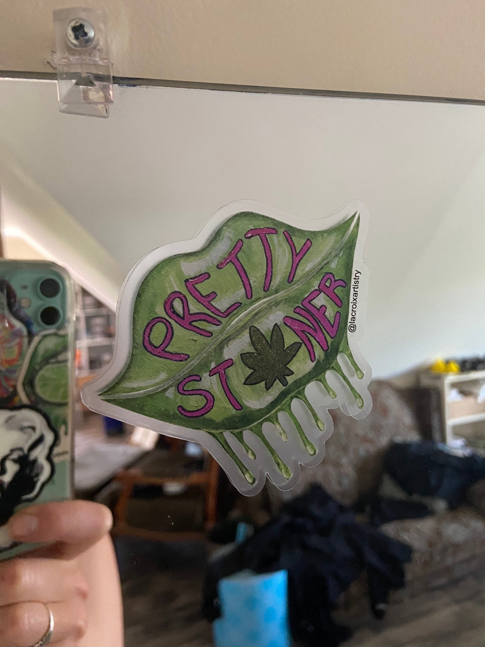 Sexy Lips Sticker Green Pretty Stoner Lips Dripping Drip Smile - Etsy