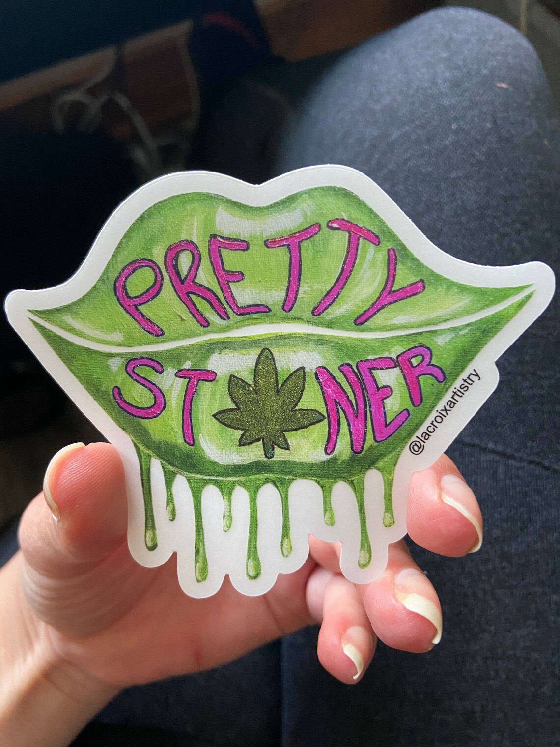 Sexy Lips Sticker Green Pretty Stoner Lips Dripping Drip Smile - Etsy