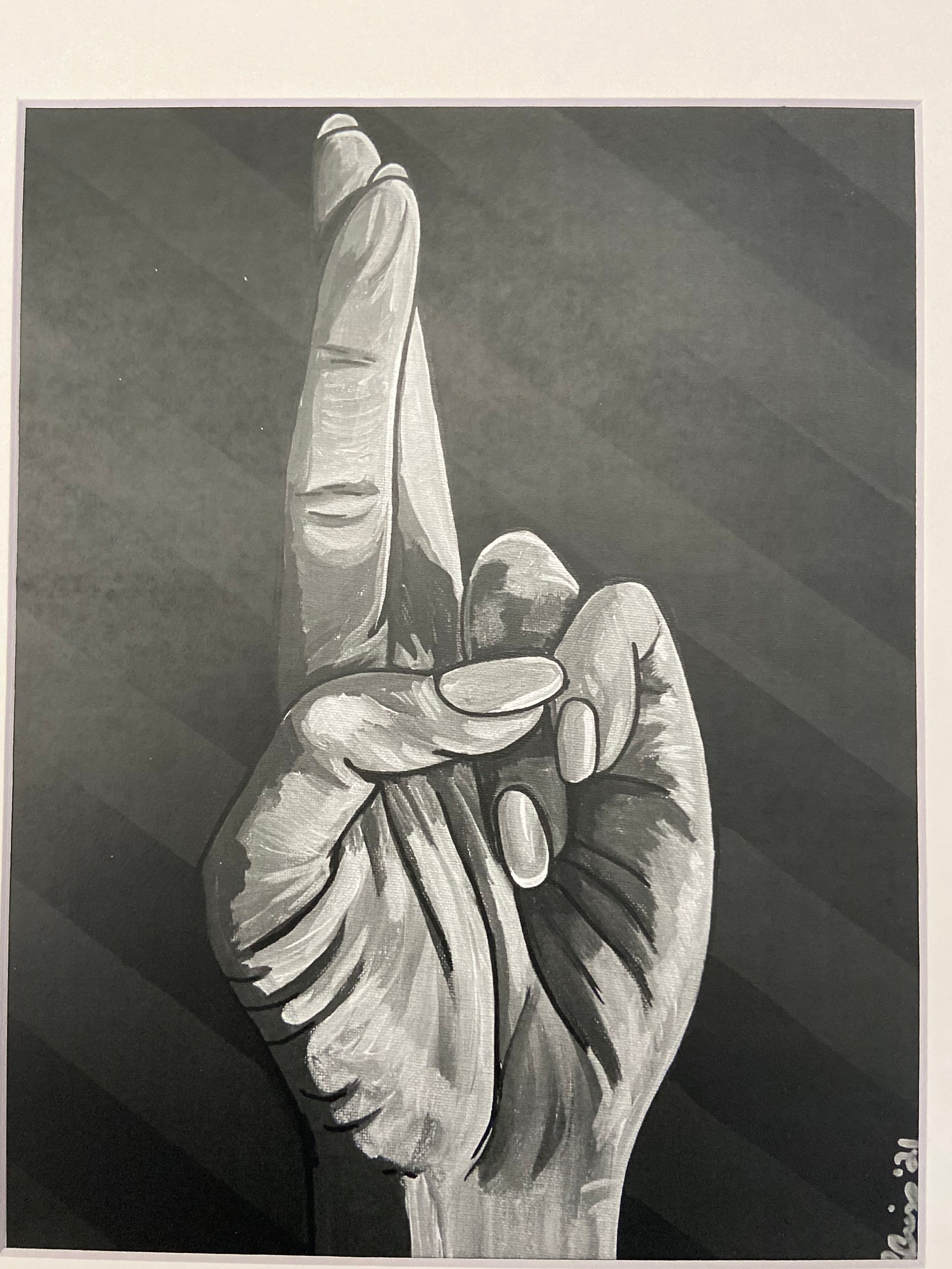 Fingers Crossed Hand Sign Lacroix Artistry Black and White - Etsy UK