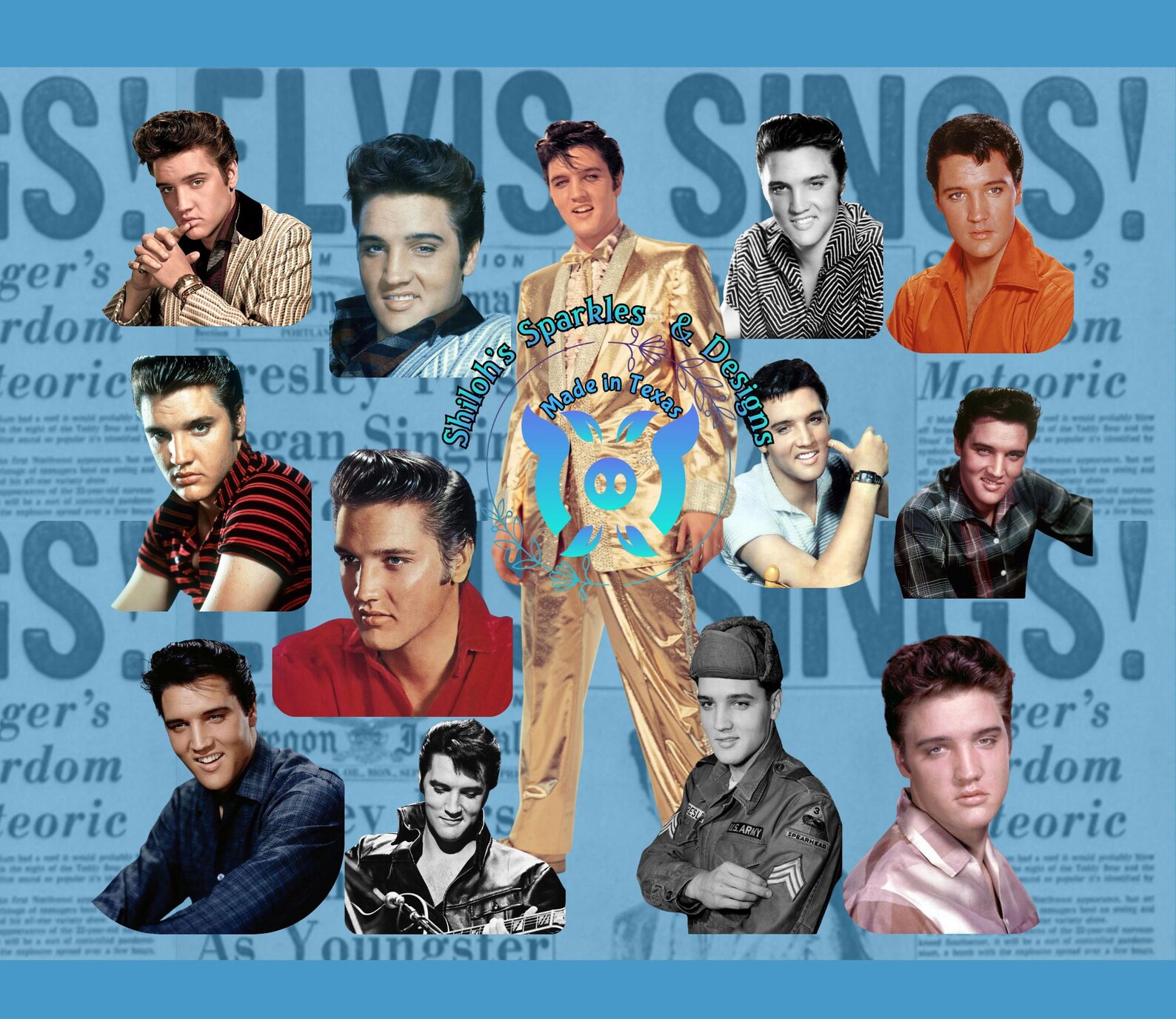Elvis 20 OZ Skinny Sublimation Tumbler Wrap Digital Design, PNG File ...