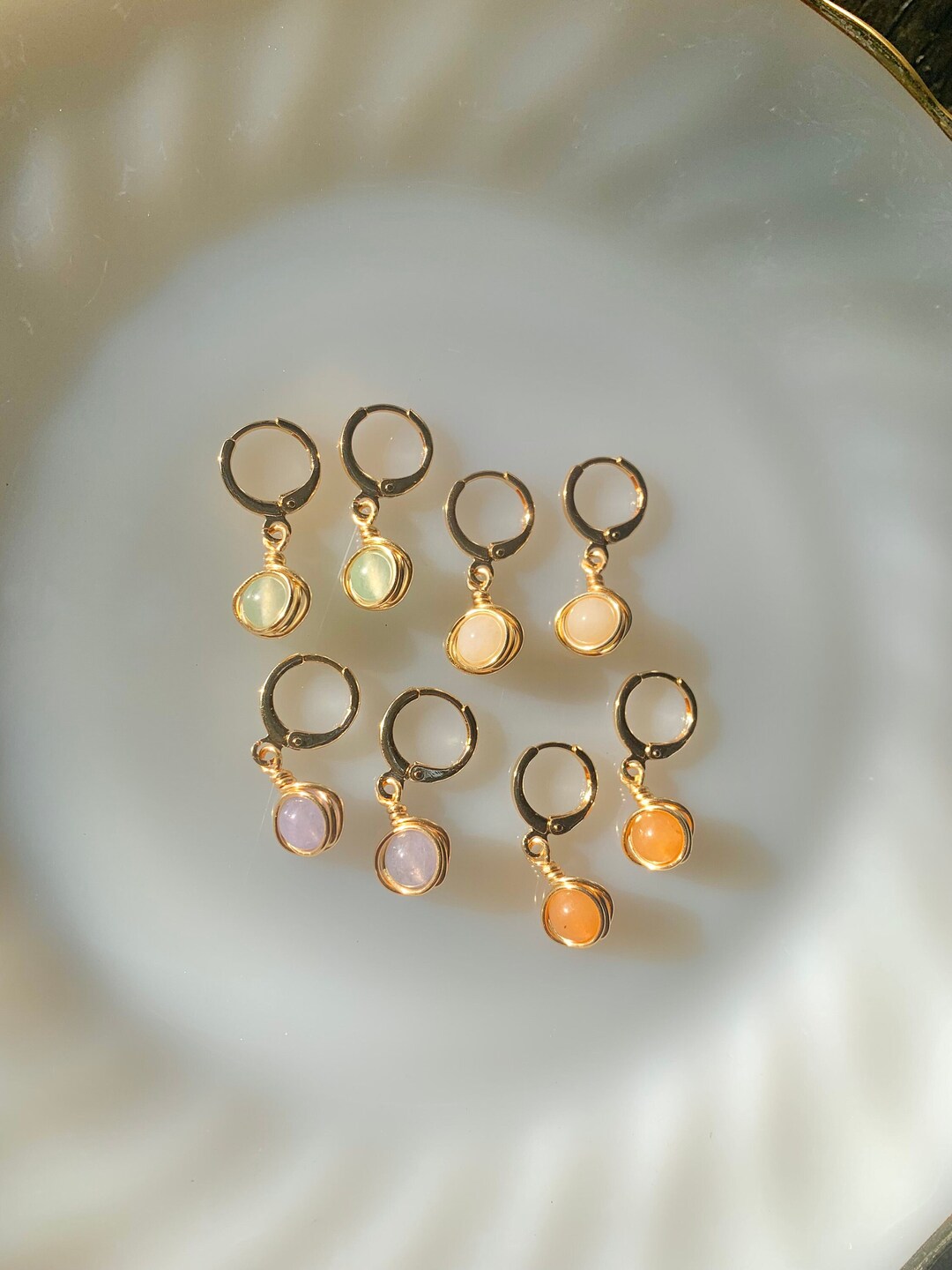 Cora Earrings | Gold Filled Wire Wrapped Crystal Huggies ...