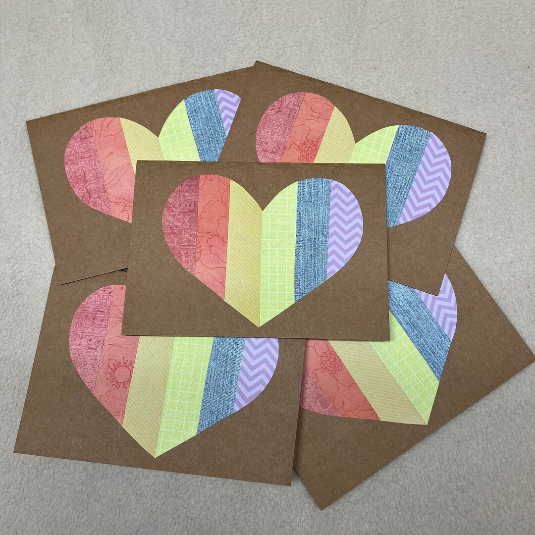 Pastel Rainbow Heart Set of 5 BLANK GREETING CARDS Birthday, Thank You ...