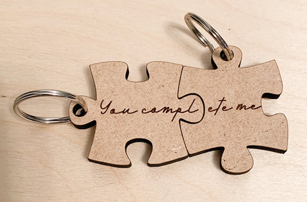 Personalized Engraved Wooden Puzzle Keychain You Complete Me - Etsy