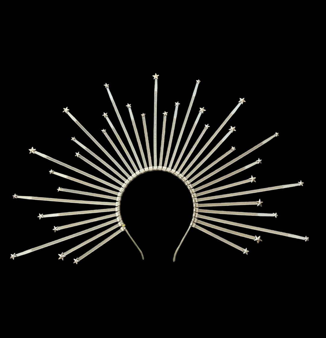 Gold Spiked Crown Sunburst / Halo Headpiece With Stars New - Etsy