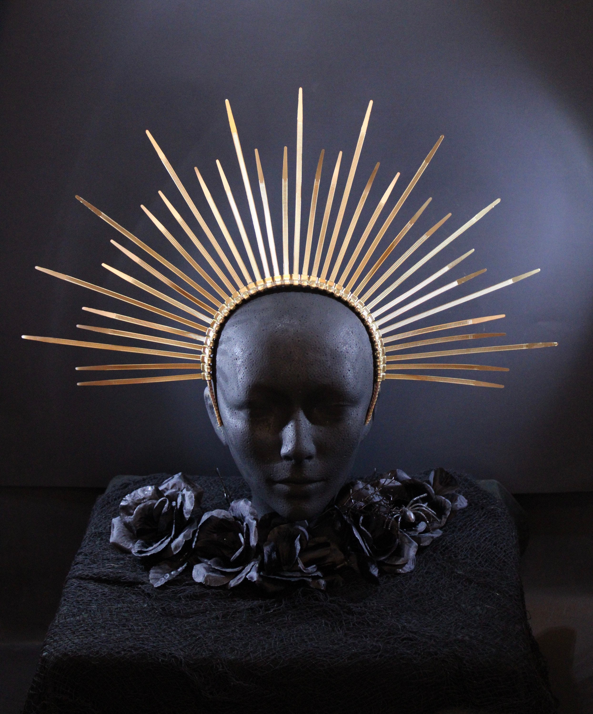 Sunburst Halo Gold Spiked Crown Headpiece / Necklace (silver & Rose ...