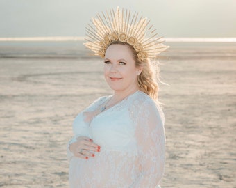 Sunburst Halo Gold Spiked Crown Headpiece / Necklace | Etsy