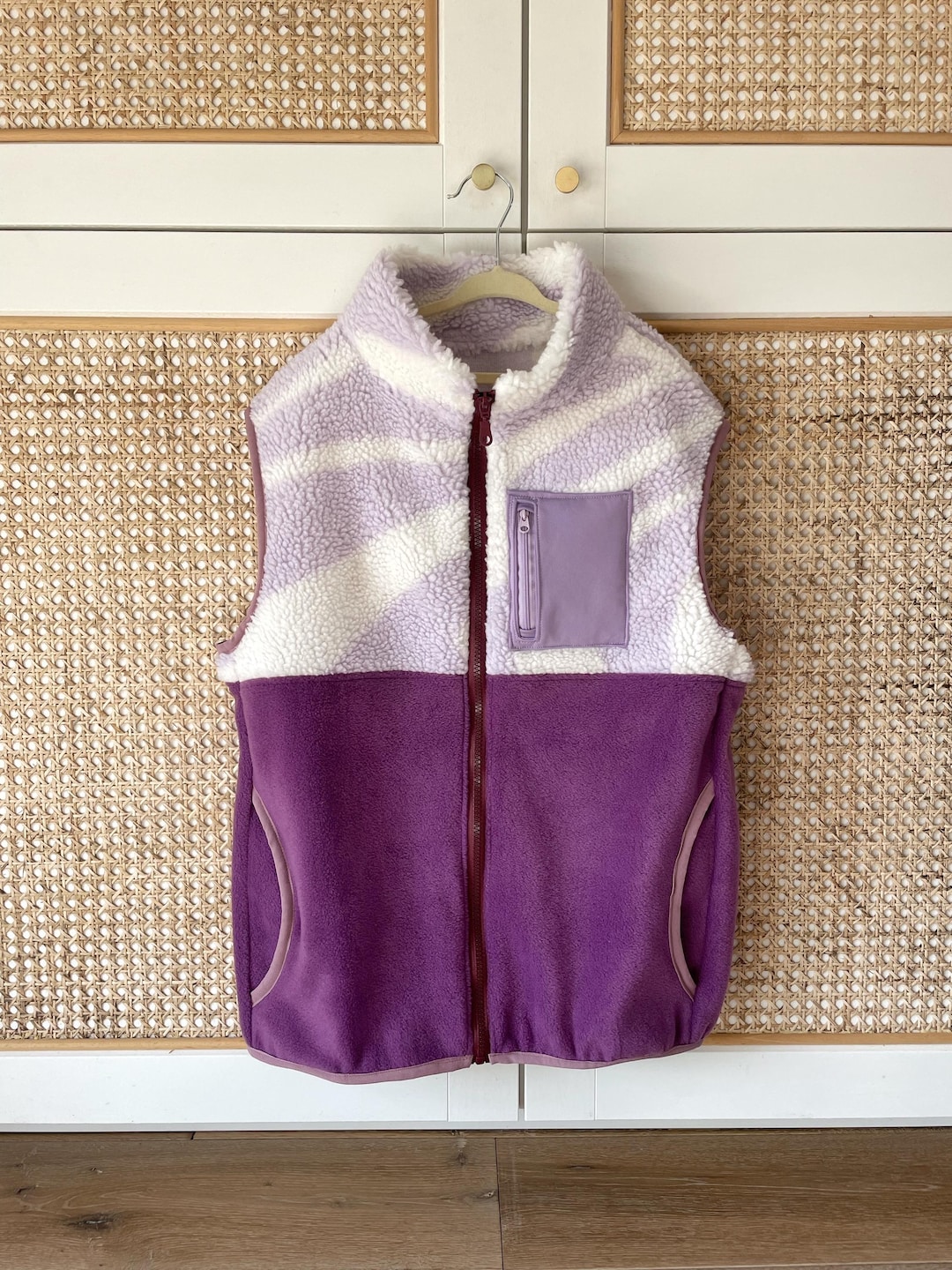 Two-tone Sherpa Fleece Vest With Zipped Chest Pocket / Adult / Warm ...