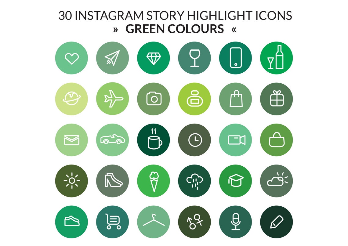 30 Instagram Story Highlight Icon Covers Green Color Icons Greyscale ...