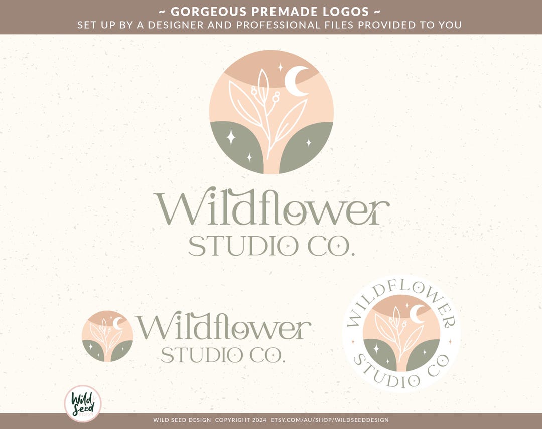 Premade Logo Wildflower Logo Ready Made Business Branding Business Logo ...