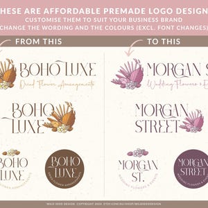 Premade Logo Design Dried Flower Arrangements Logo Florist Logo Flowers ...