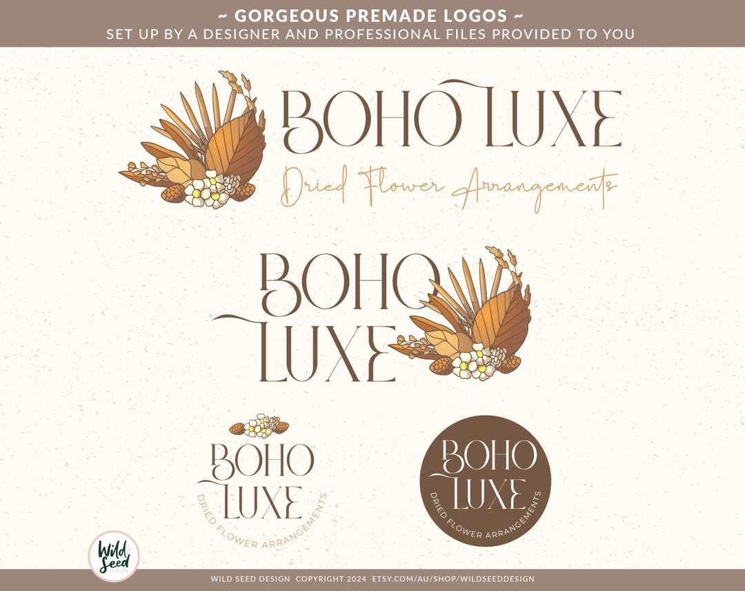 Premade Logo Design Dried Flower Arrangements Logo Florist Logo Flowers ...