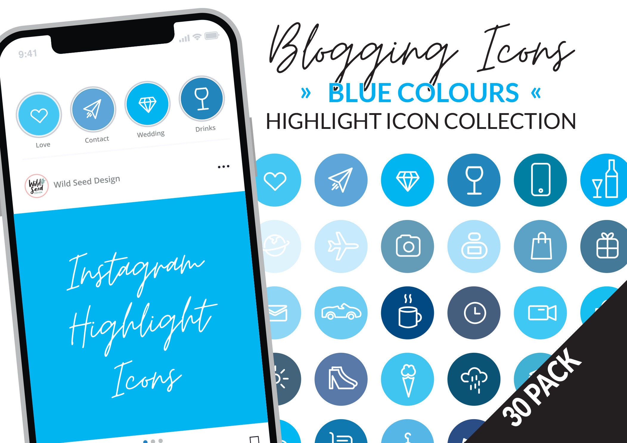 30 Instagram Story Highlight Icon Covers Blue Color Icons - Etsy Australia