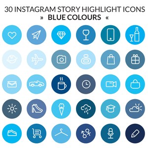 30 Instagram Story Highlight Icon Covers Blue Color Icons - Etsy Australia