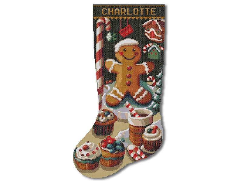 Christmas Stocking Cross Stitch Pattern - Gingerbread Delight ...
