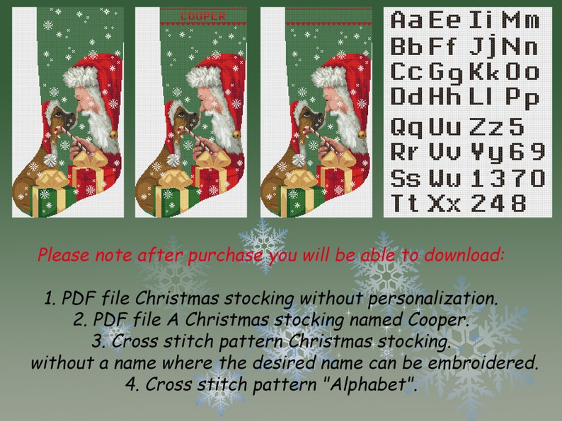 Cross Stitch Stocking Pattern PDF, Count Personalized Christmas Design ...
