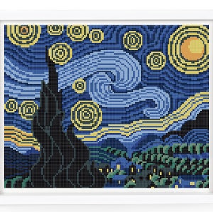Cross Stitch Pattern Pdf / Starry Night Vincent Van Gogh / Easy Modern ...