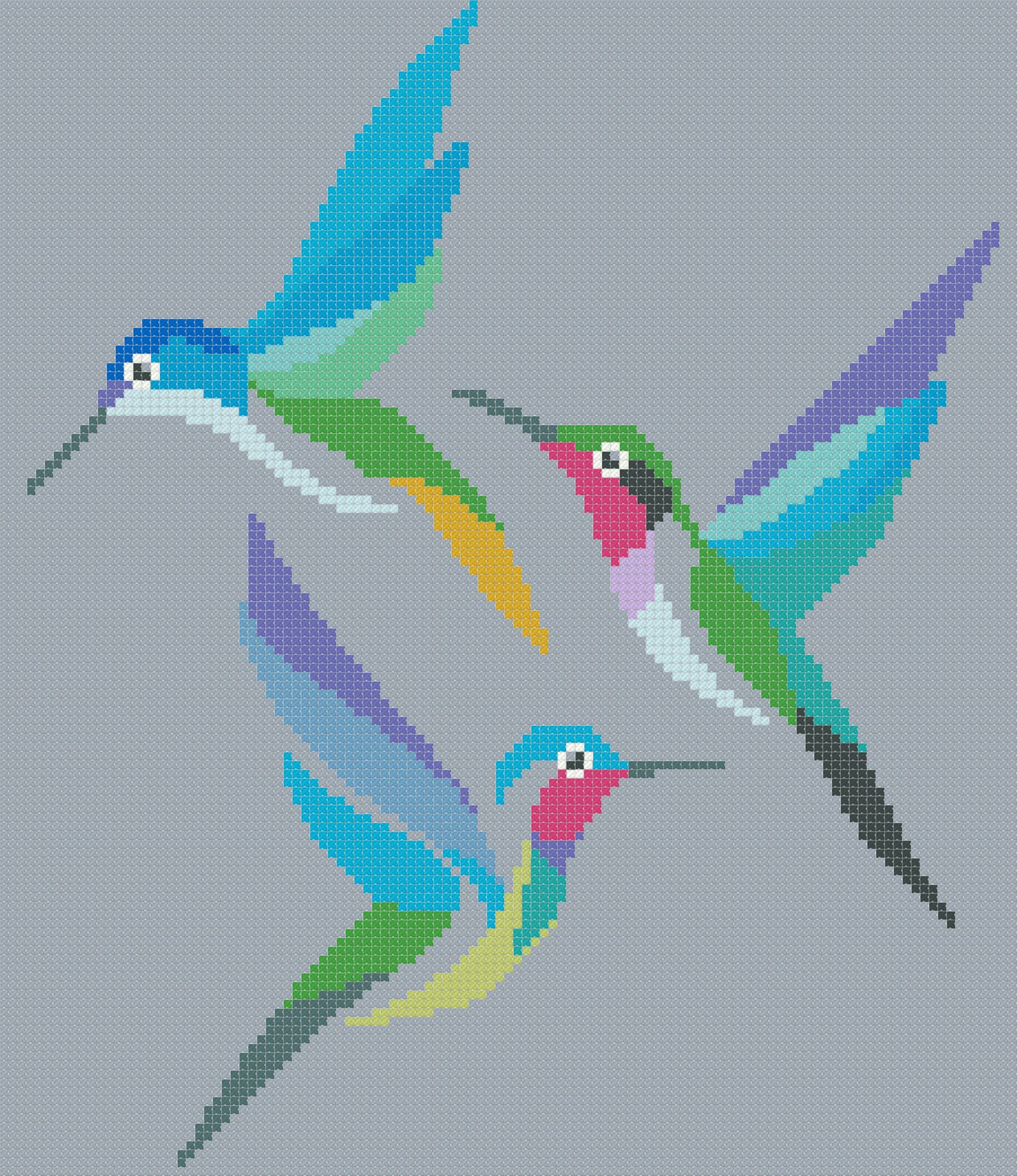 Hummingbird cross stitch patterns PDF modern counted cross | Etsy