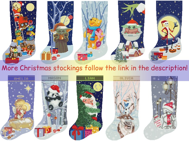 Cross Stitch Pattern Christmas Stocking PDF, Modern Counted Easy ...
