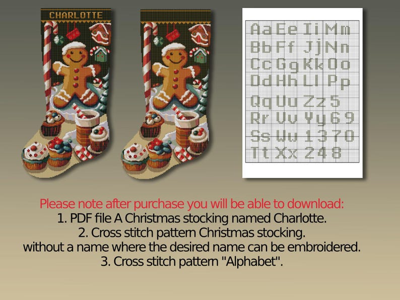 Christmas Stocking Cross Stitch Pattern - Gingerbread Delight ...