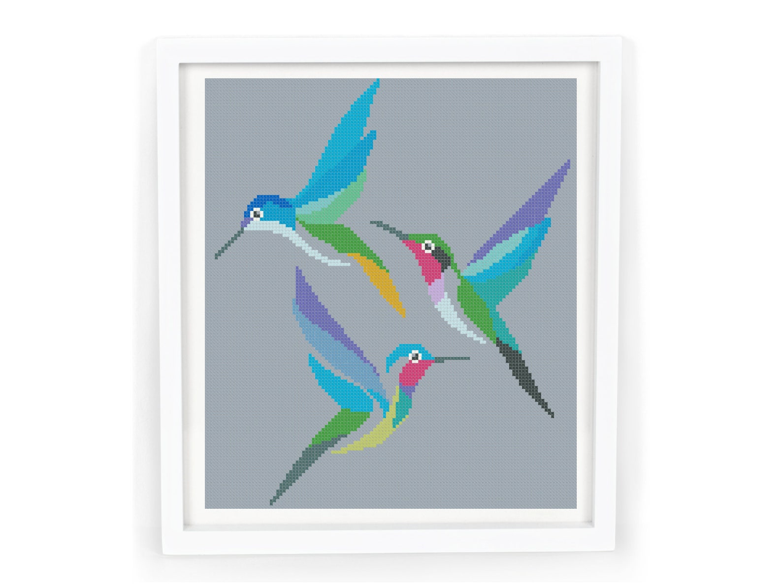 Hummingbird cross stitch patterns PDF modern counted cross | Etsy