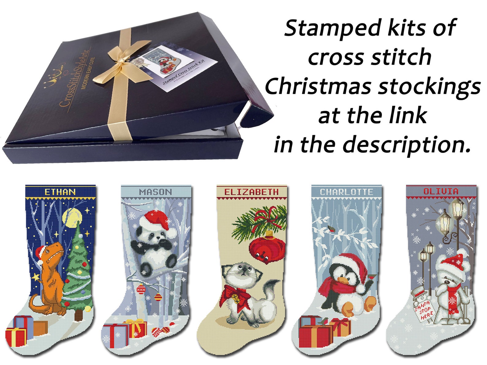 Cross Stitch Pattern Christmas Stocking PDF, Modern Counted Easy ...