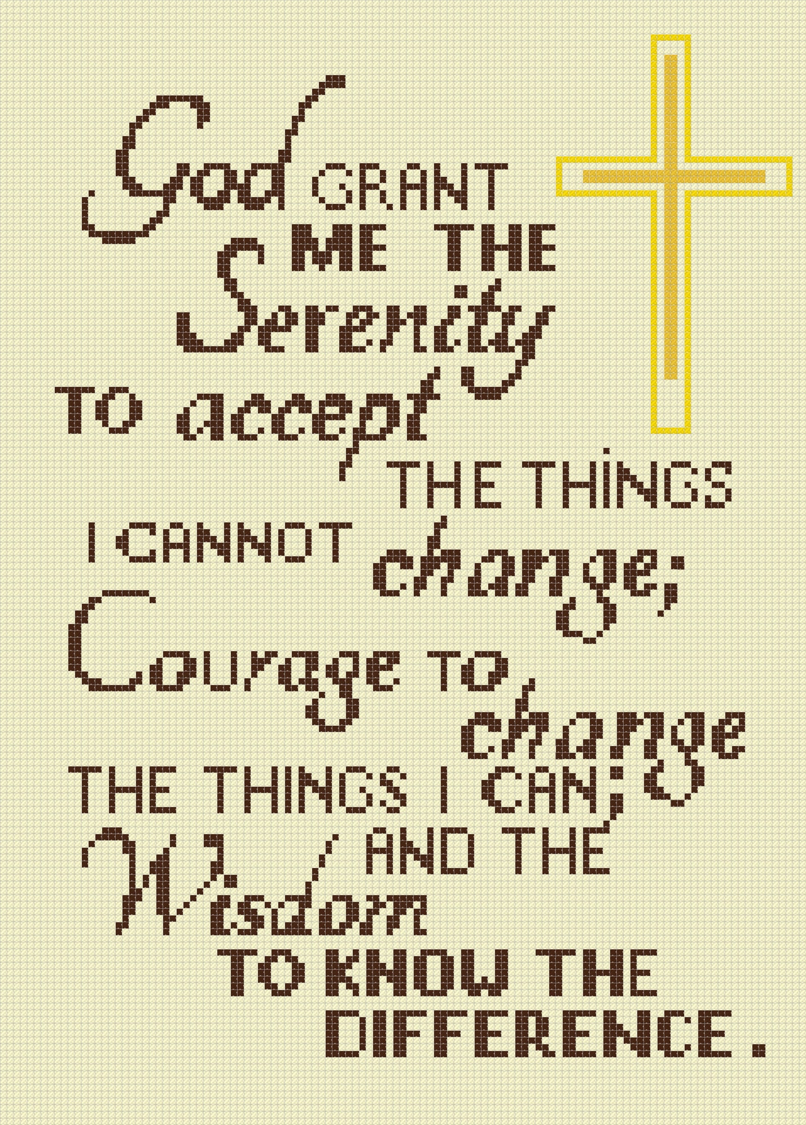 Cross Stitch Pattern Pdf Serenity Prayer Cross Stitch - Etsy