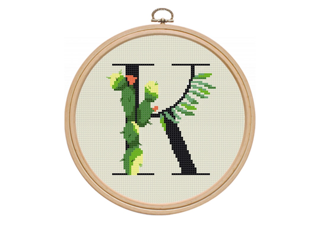 Cross Stitch Pattern Letter K PDF, Modern Counted Easy Cactus ...