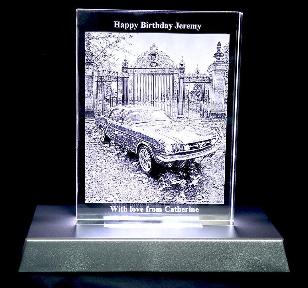 Extra Large Personalised Lasered 2D Photo Crystal 160x120x20mm. Perfect ...