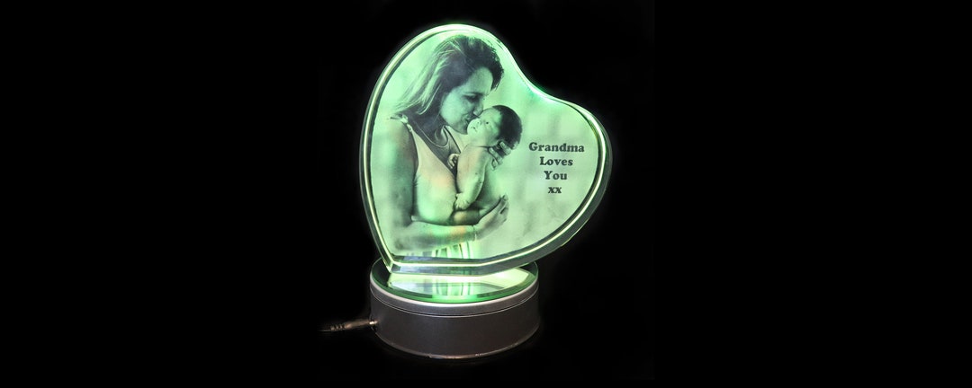 Personalised Lasered Very Large 2D Heart Photo Crystal 150x155x40mm - Etsy