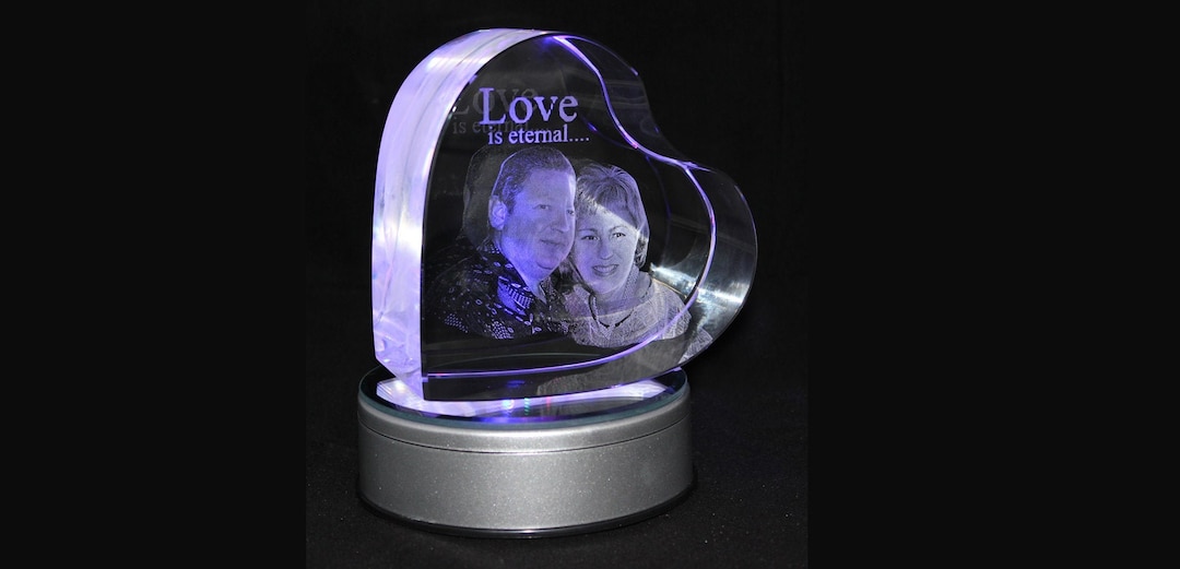 Personalised Lasered 3D Heart Photo Crystal 120x120x60mm - Etsy
