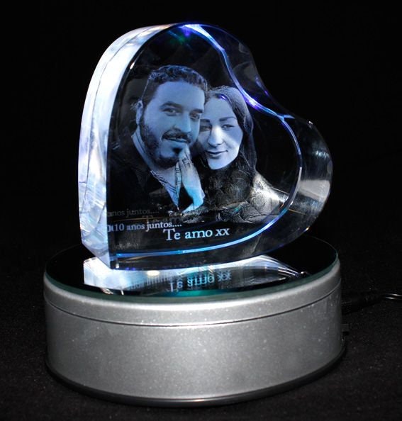 Personalised Lasered 3D Heart Photo Crystal 90x90x50mm - Etsy