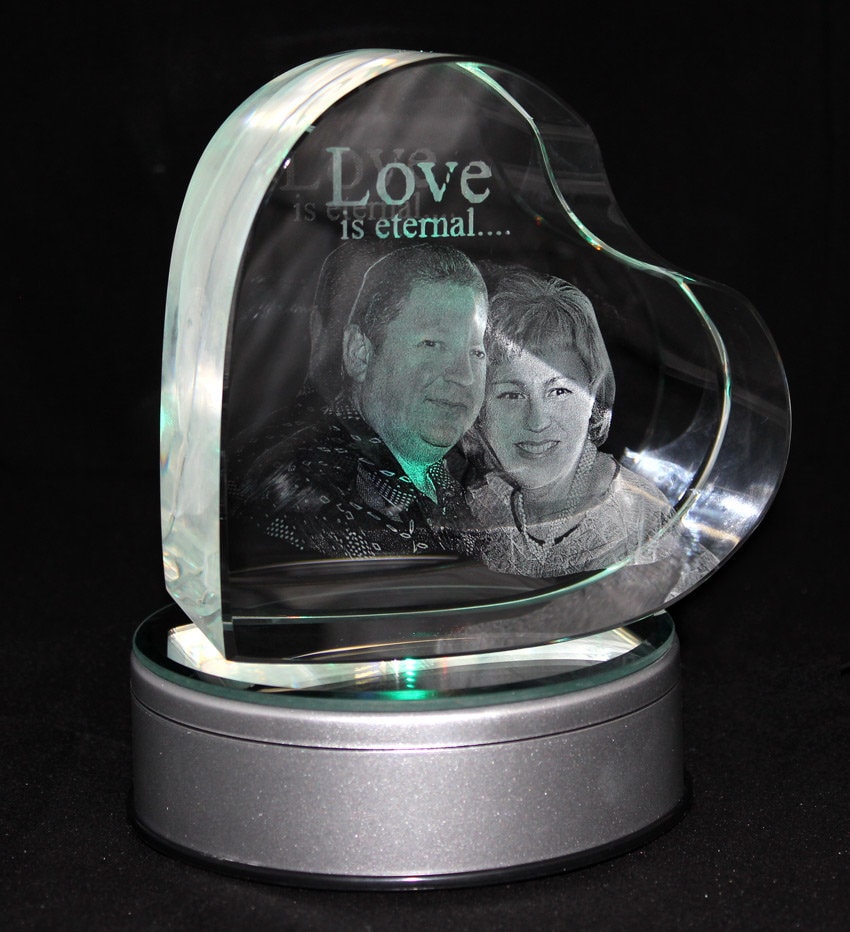 Personalised Lasered 3D Heart Photo Crystal 120x120x60mm - Etsy