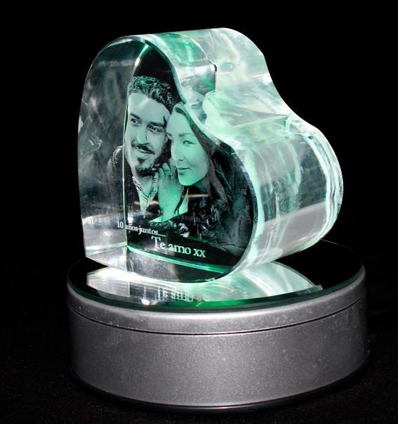 Personalised Lasered 3D Heart Photo Crystal 90x90x50mm - Etsy