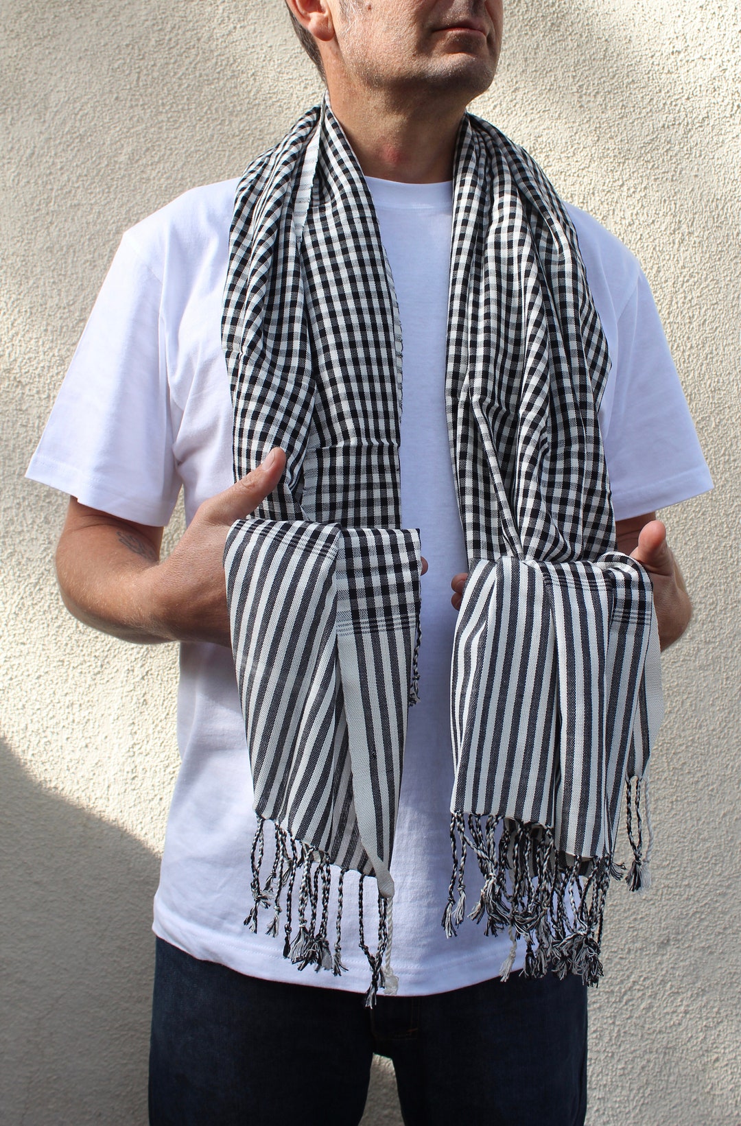 Black and White Kroma Handmade Cotton Kroma High Quality Scarves - Etsy
