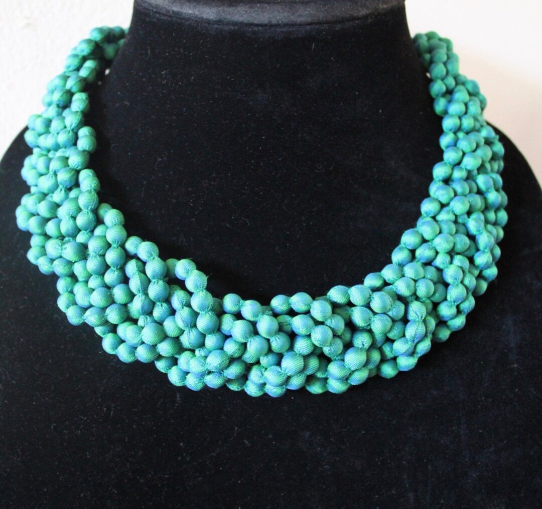 Silk Necklace Cambodian Silk Khmer Necklaces Blue Necklaces Cambodian ...