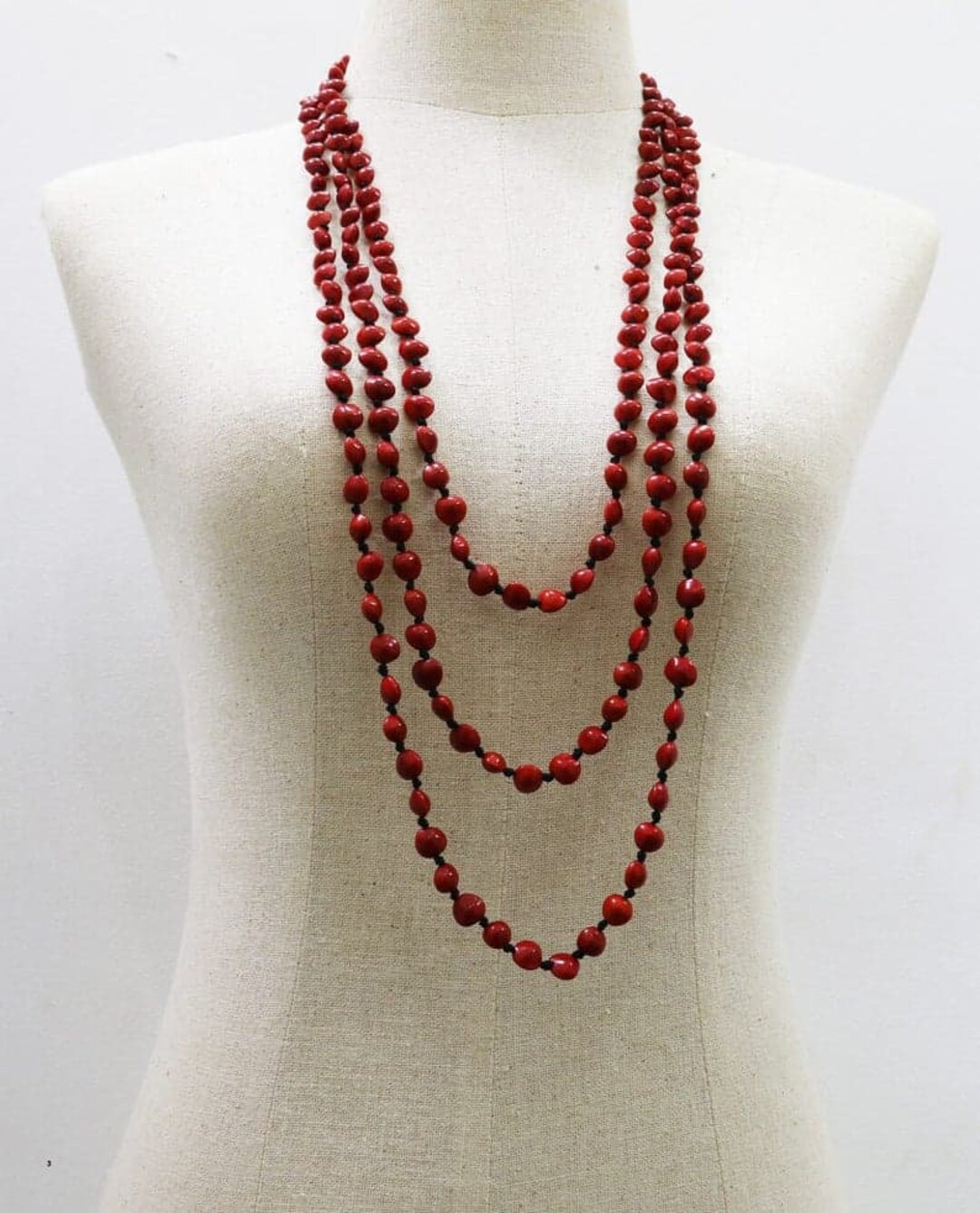 Red Rondel, Lucky Jewelry, Red Necklace, Cambodian Seed Necklace red ...