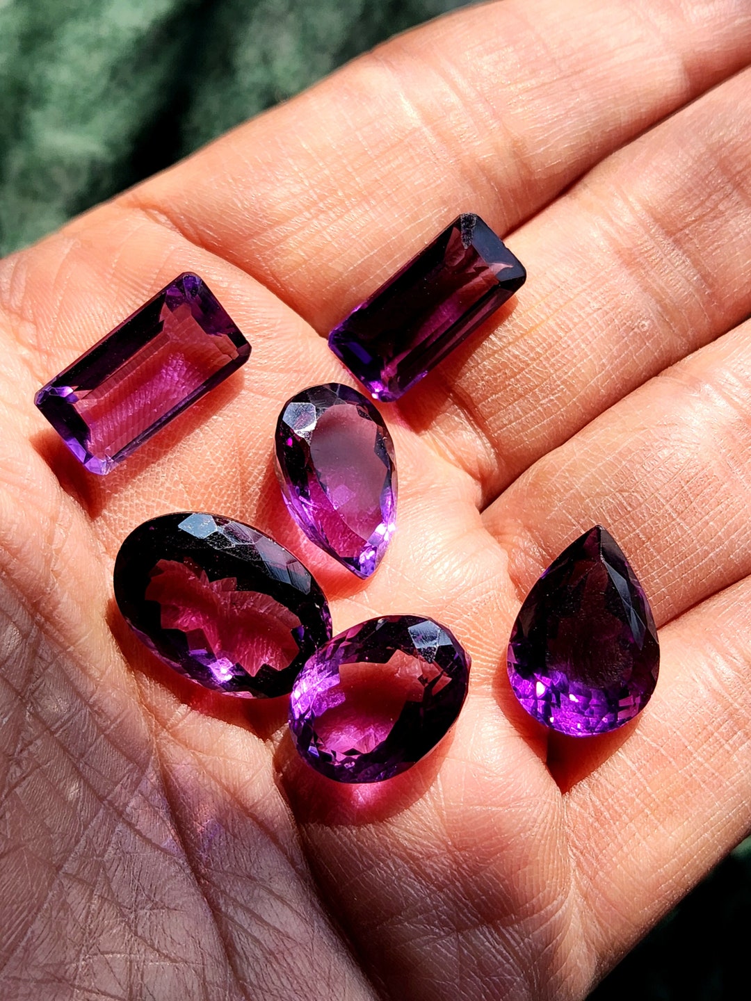 Mystical Ensemble: Amethyst Mix-shaped Handmade Faceted Stones Lot of 6 ...