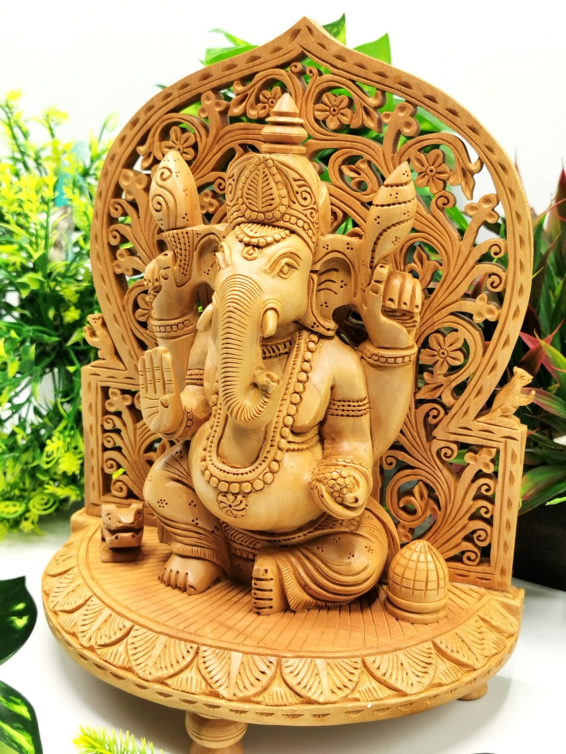 Ganesh Handmade Carving in Wood Lord Ganesha With Arch - Etsy