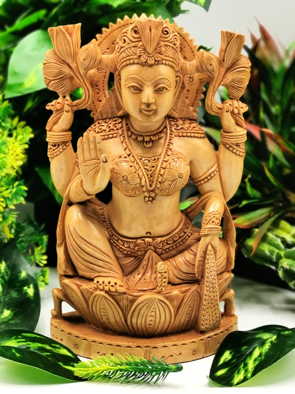 Lakshmi Statue in Wood Goddess Laxmi Idol/murti/carving in - Etsy