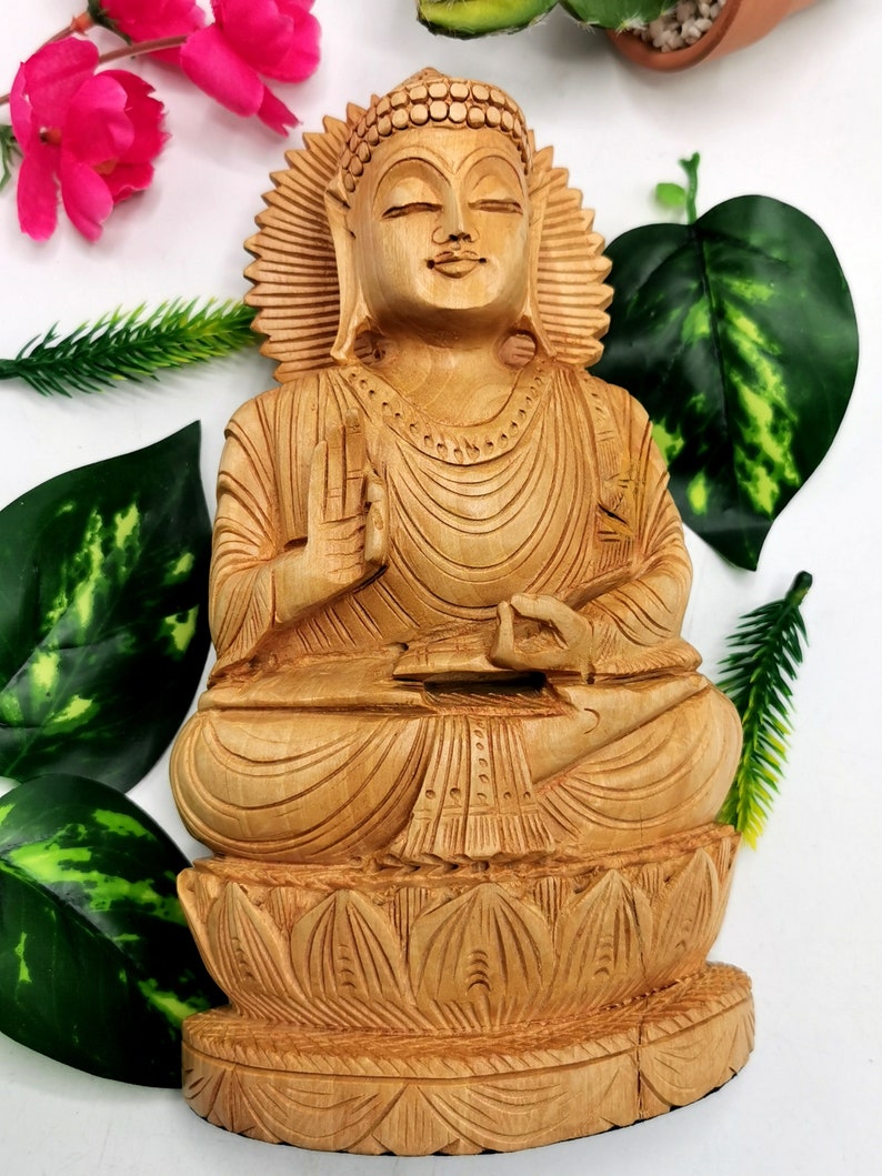 Buddha Handmade Carving in wood Gautam Buddha Idol | Etsy